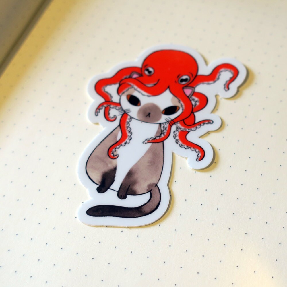 Vinyl Sticker Octopus Cat Octopussy | Etsy