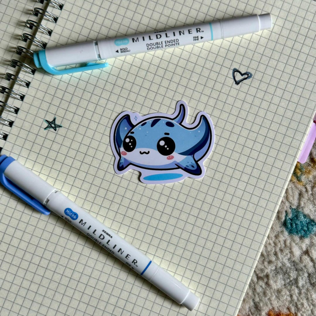 Cute Manta Ray/stingray Sticker | Ocean-inspired Vinyl Decal | Kawaii ...