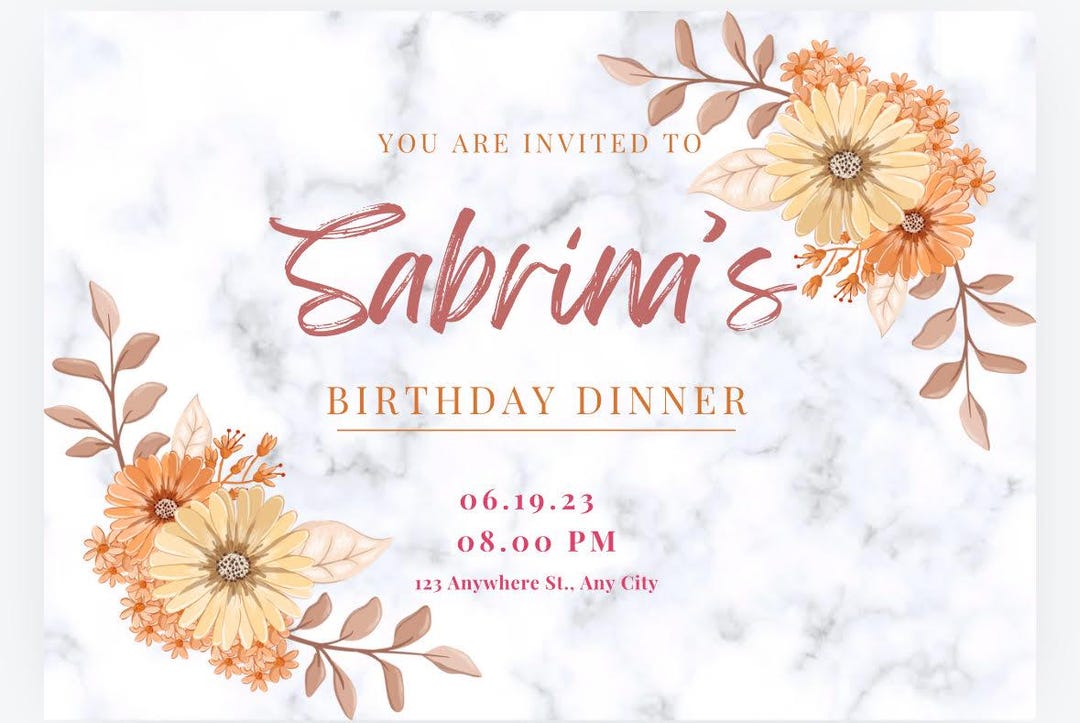 Sabrina Simple Floral Invitation - Etsy