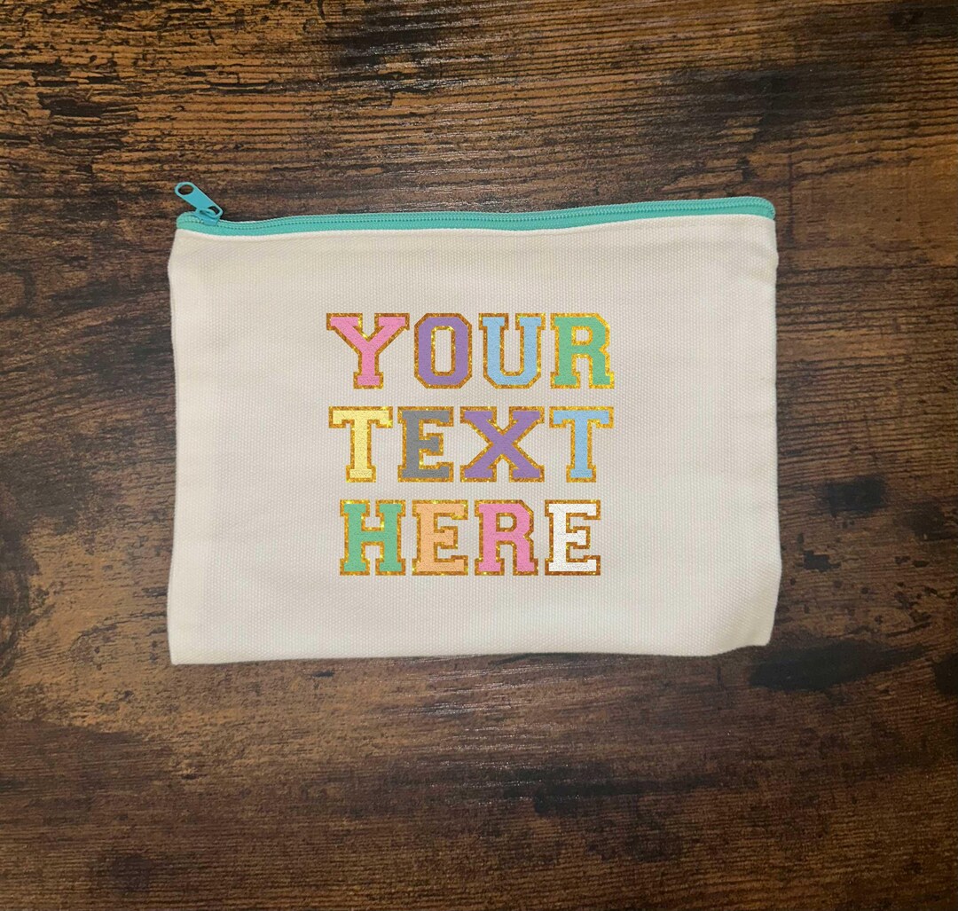 Personalized Chenille Letter Pouch Custom Name Makeup Bag Pencil Pouch ...