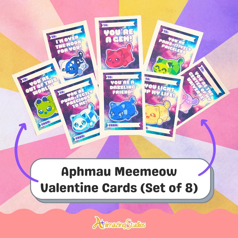 Meemeow Valentine Cards Aphmau | Celestial Meemeows - Etsy