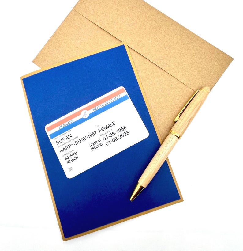 Funny 65th Birthday Card, Personalized Medicare Card - Etsy