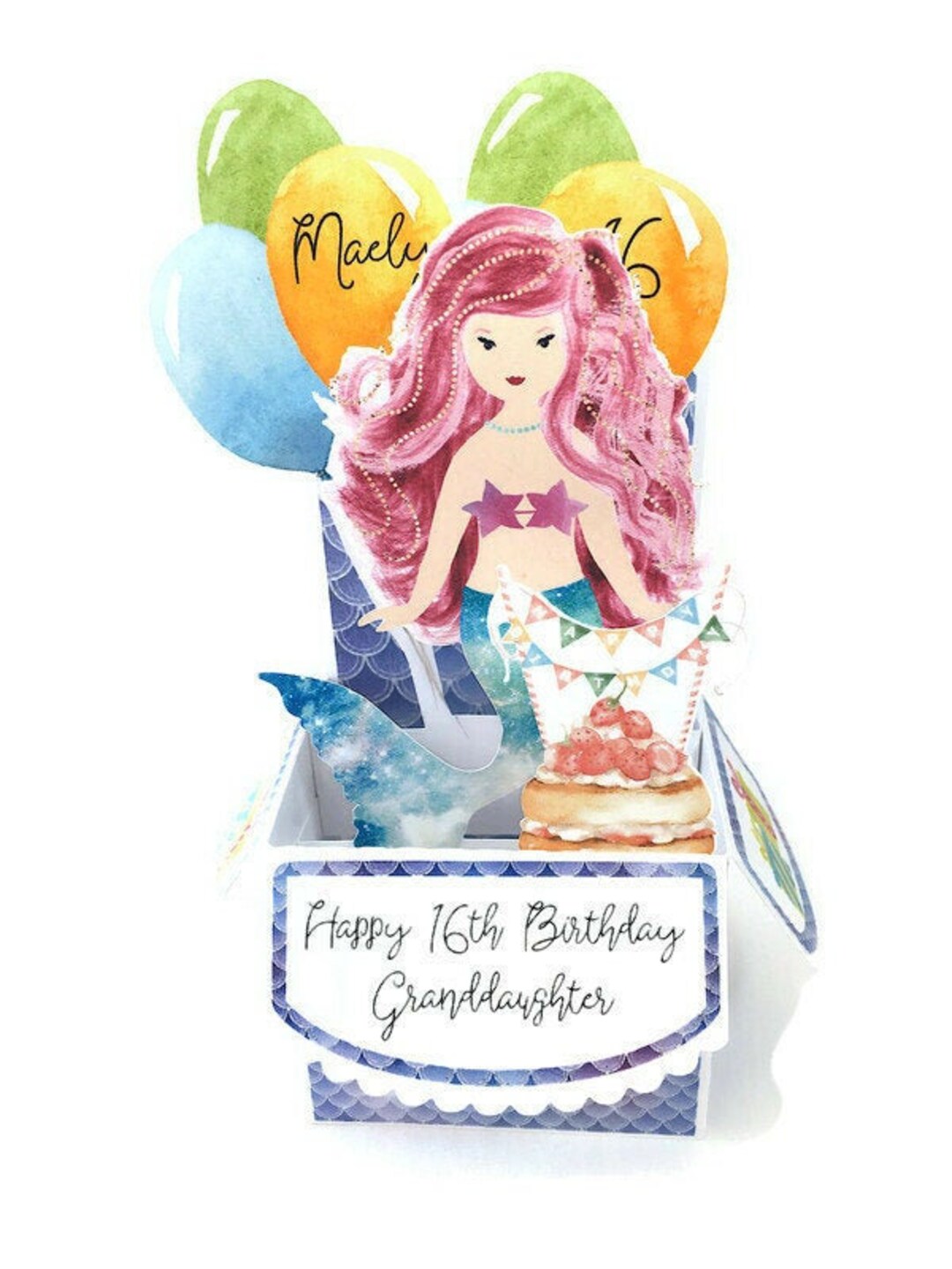 Mermaid Birthday Card Pop up Mermaid Invitation 3D Mermaid - Etsy