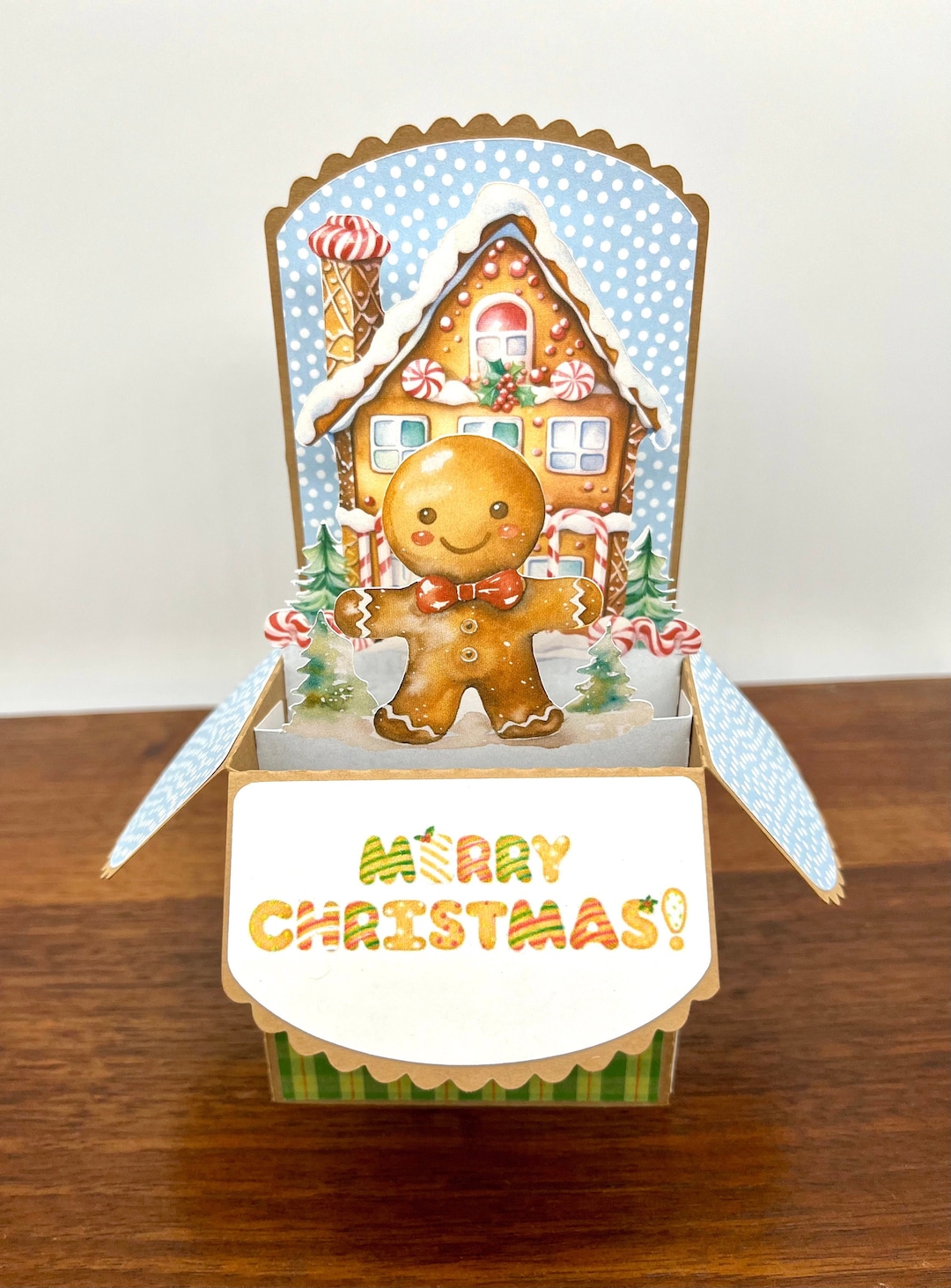 Gingerbread House Pop up Holiday Card, 3D Gingerbread Man Card ...