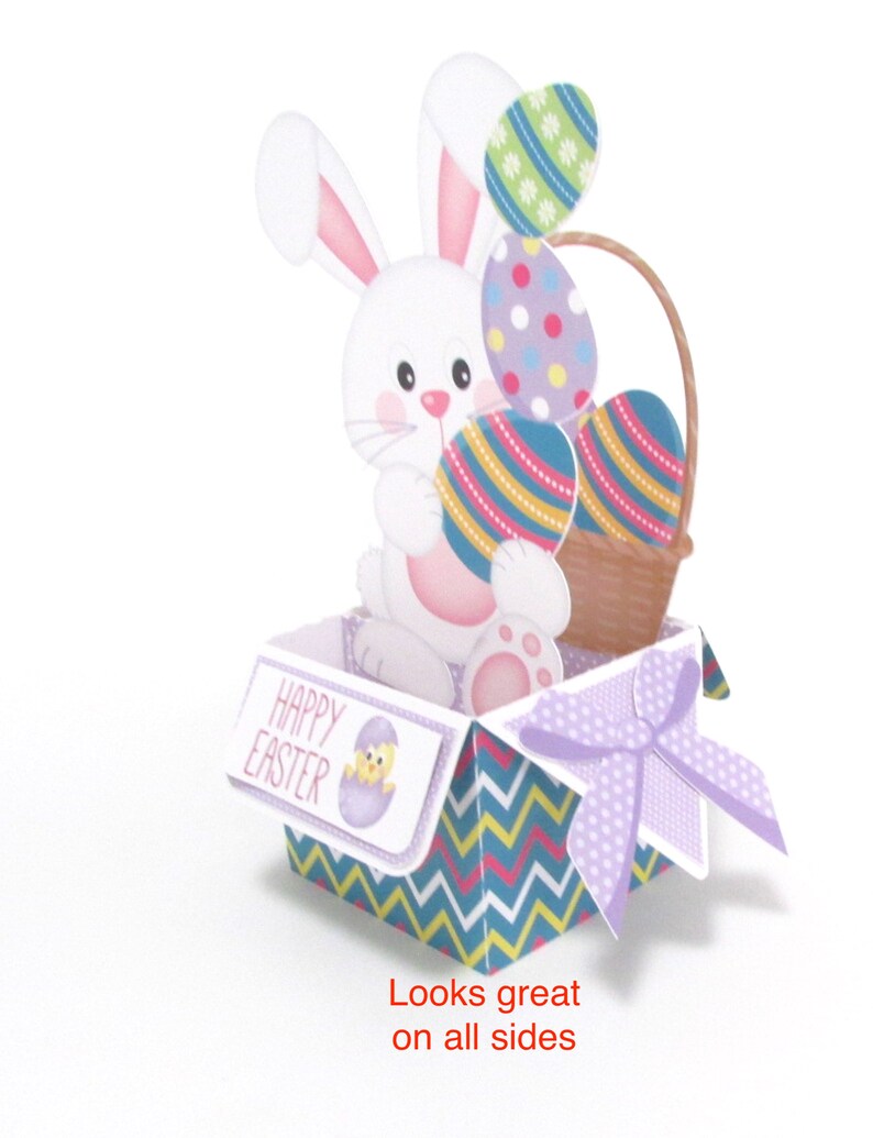 Easter Bunny With Eggs 3d Card Bunny Card for Kids Happy | Etsy