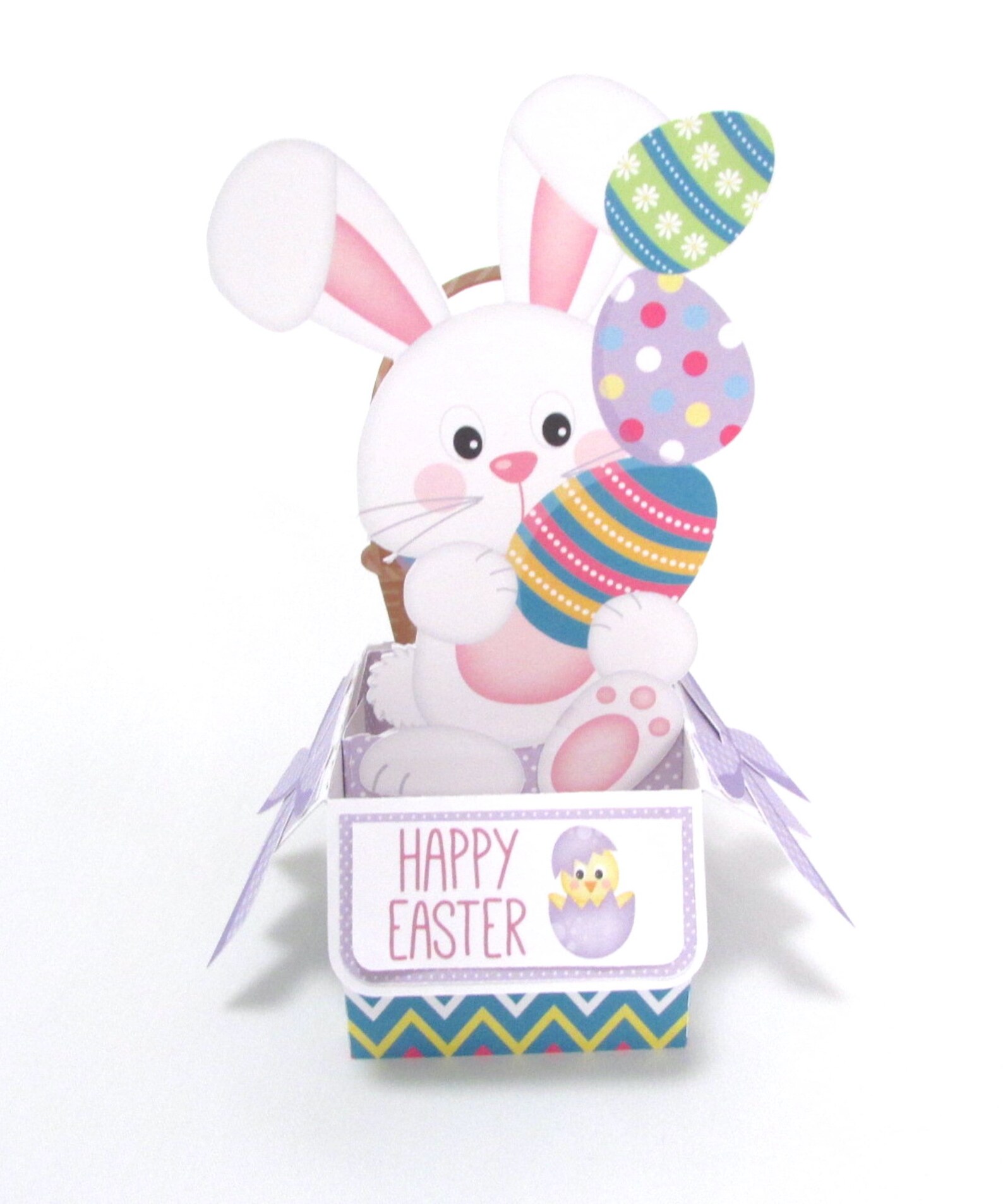 Easter Bunny with Eggs 3d Card Bunny Card For Kids Happy | Etsy