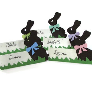Chocolate Easter Bunny Place Cards, Spring Table Favors, Personalized ...
