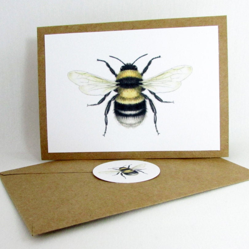Bee Card Eco Friendly Thank You Cards Bee Stationery for - Etsy