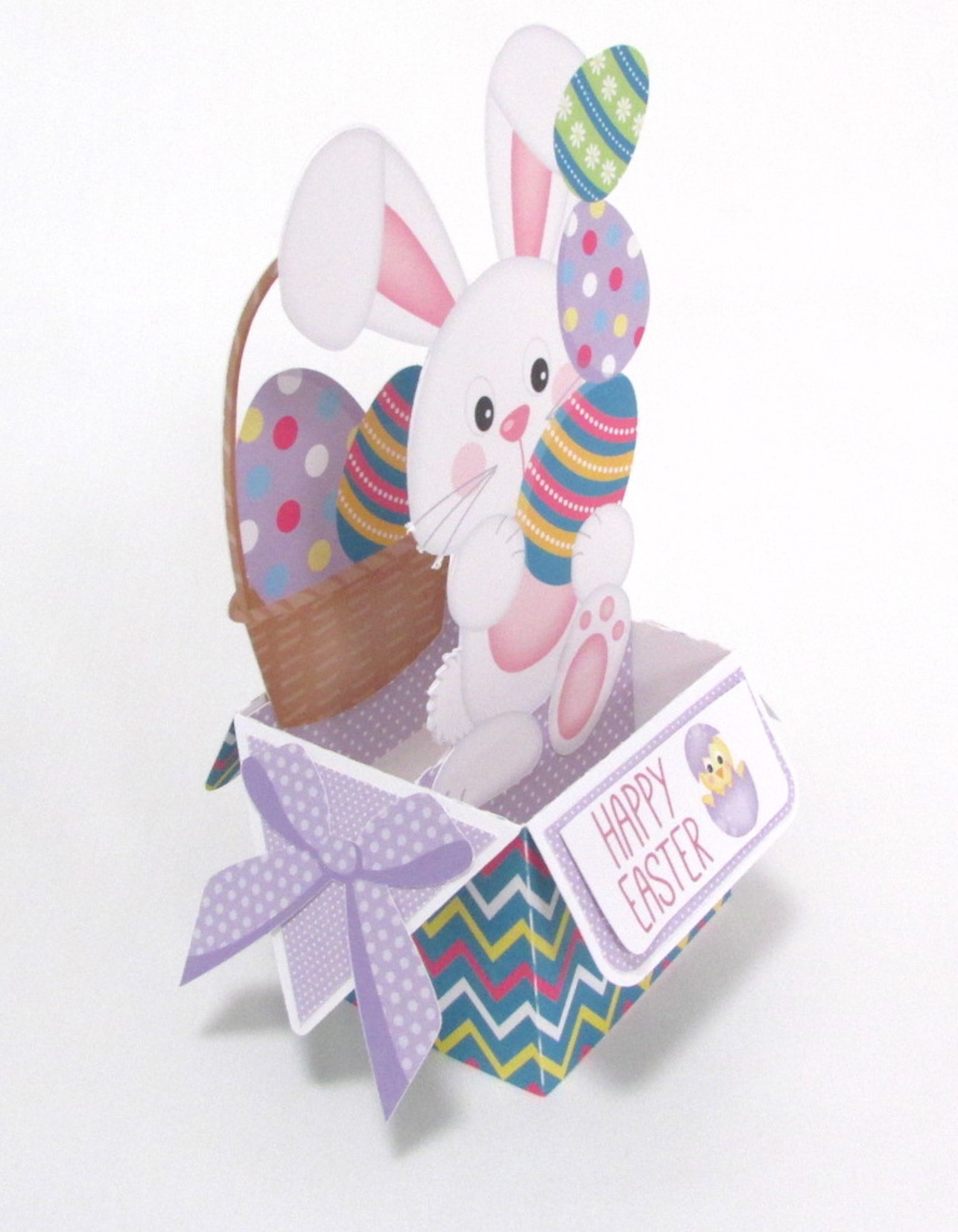 Easter Bunny With Eggs 3d Card Bunny Card for Kids Happy | Etsy