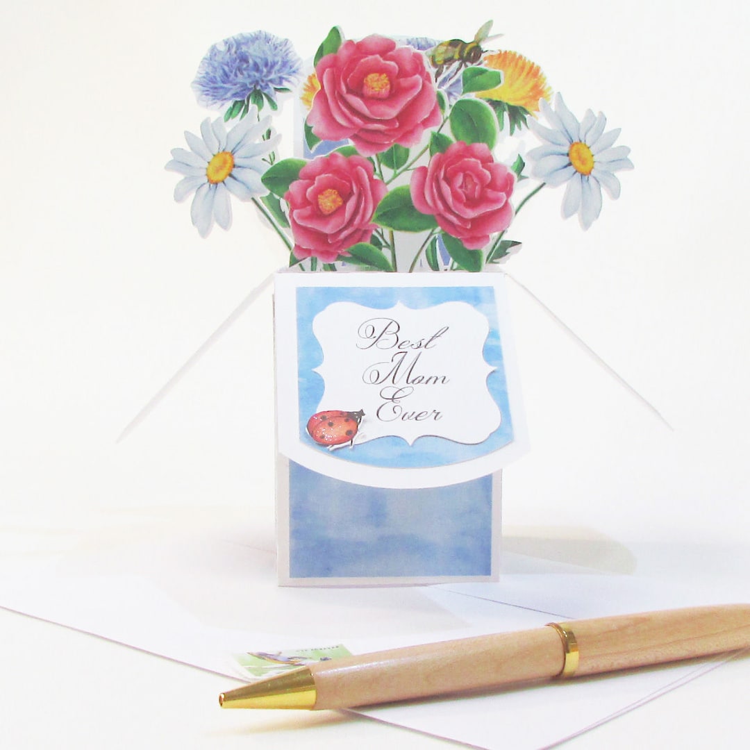 All Occasions Card, Floral Pop-up Card, Unique 3D Box Card, Handmade ...