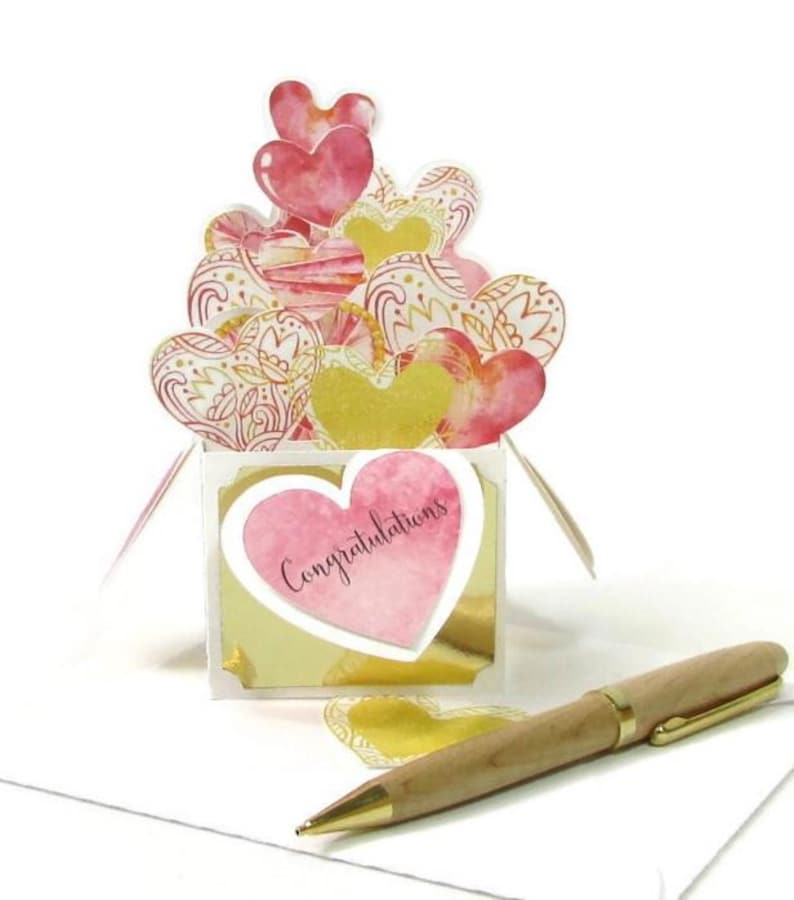 Personalized Wedding Pop-up Card: Heart Bouquet Valentine Keepsake - Etsy