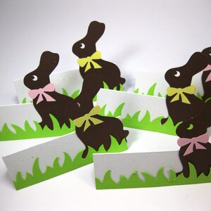 Chocolate Easter Bunny Place Cards, Spring Table Favors, Personalized ...