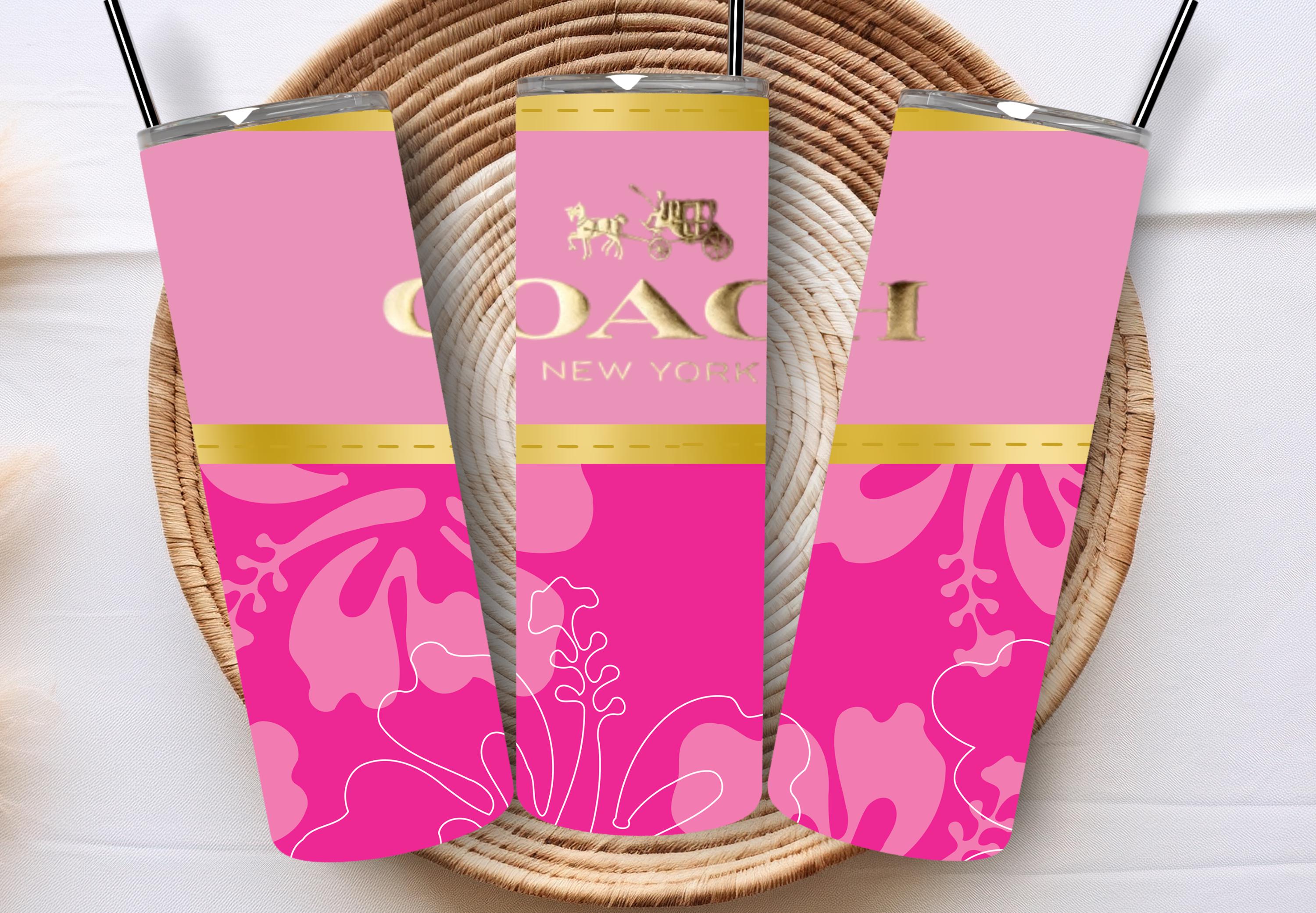 Luxury Leather Purse Tumblerwrap PNG, Pink and White Flowers 20oz ...