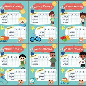 Weekly Rewards Chart for Boys, 6 Different Characters to Choose From ...