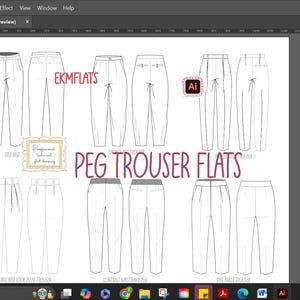 Peg Trouser Flat Drawings, Tailored, Formal Bottoms, Classic Peg Shapes ...