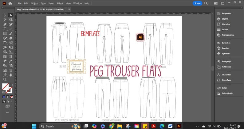 Peg Trouser Flat Drawings, Tailored, Formal Bottoms, Classic Peg Shapes ...