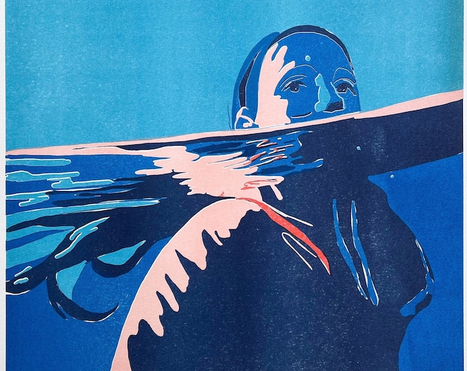 Limited Edition Riso Print of a Swimmer (A3) - Etsy