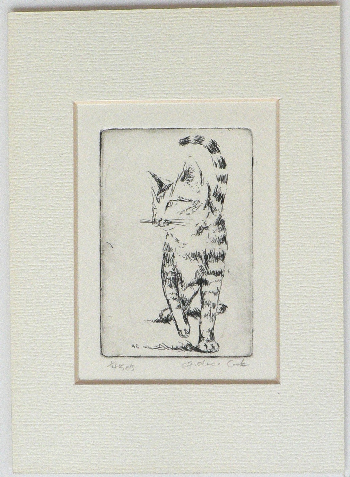 Original Etching of a Cat Walking - Etsy