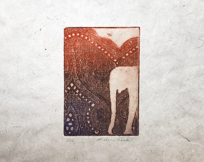 Original Colour Etching - Elephant, Special Edition Printed on Gray ...