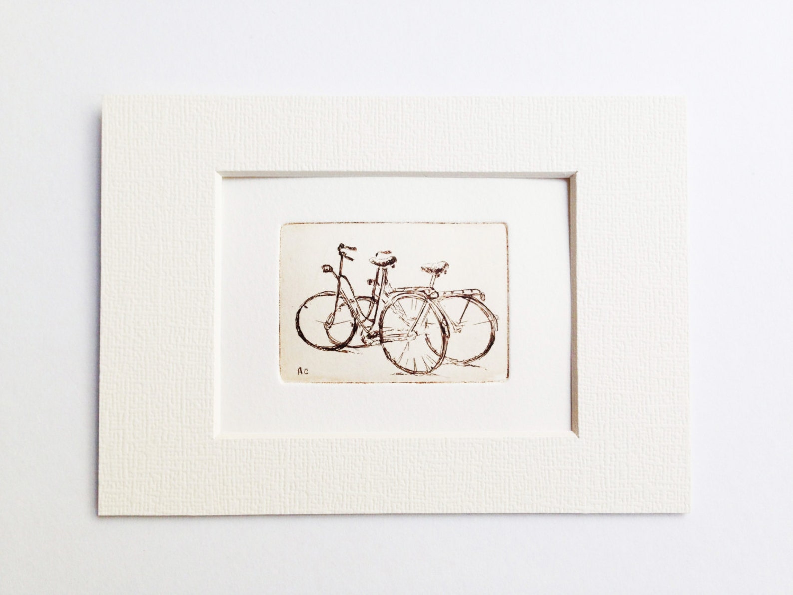 Two Bicycles Small Original Etching | Etsy