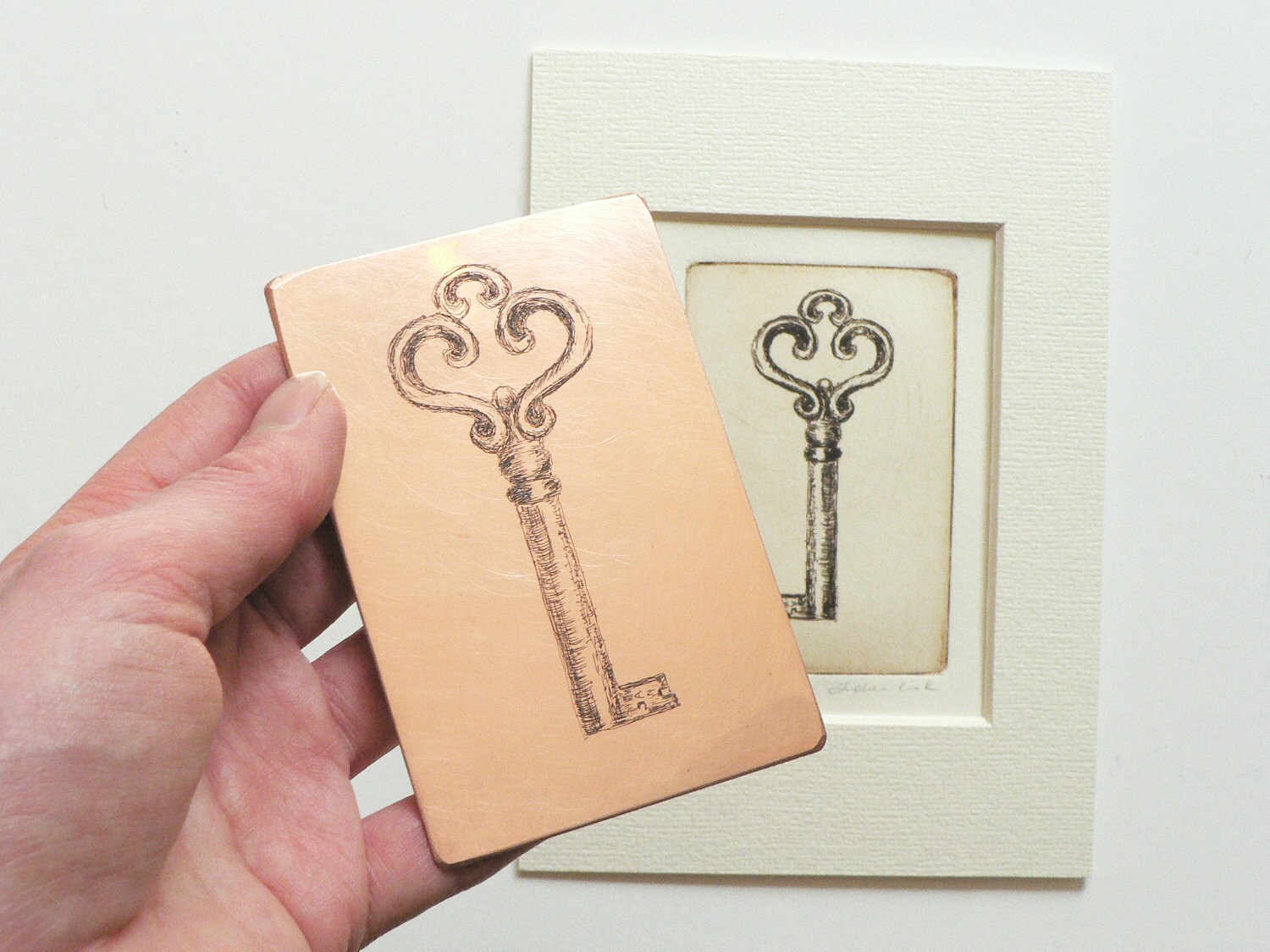 Original Etching of a Key - Etsy