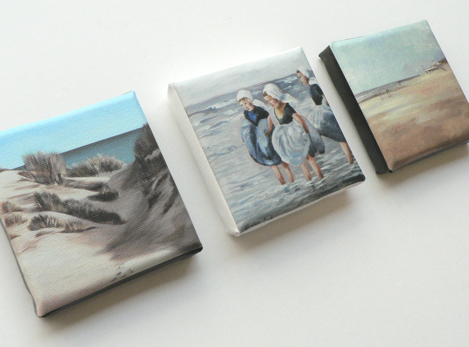 Girls Paddling in the Sea Mini Canvas Print - Etsy