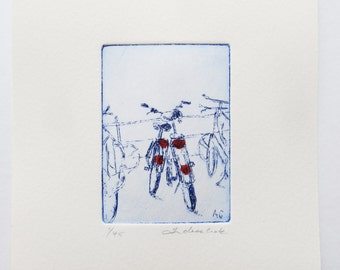 Tandem Bicycle, Small Original Etching - Etsy