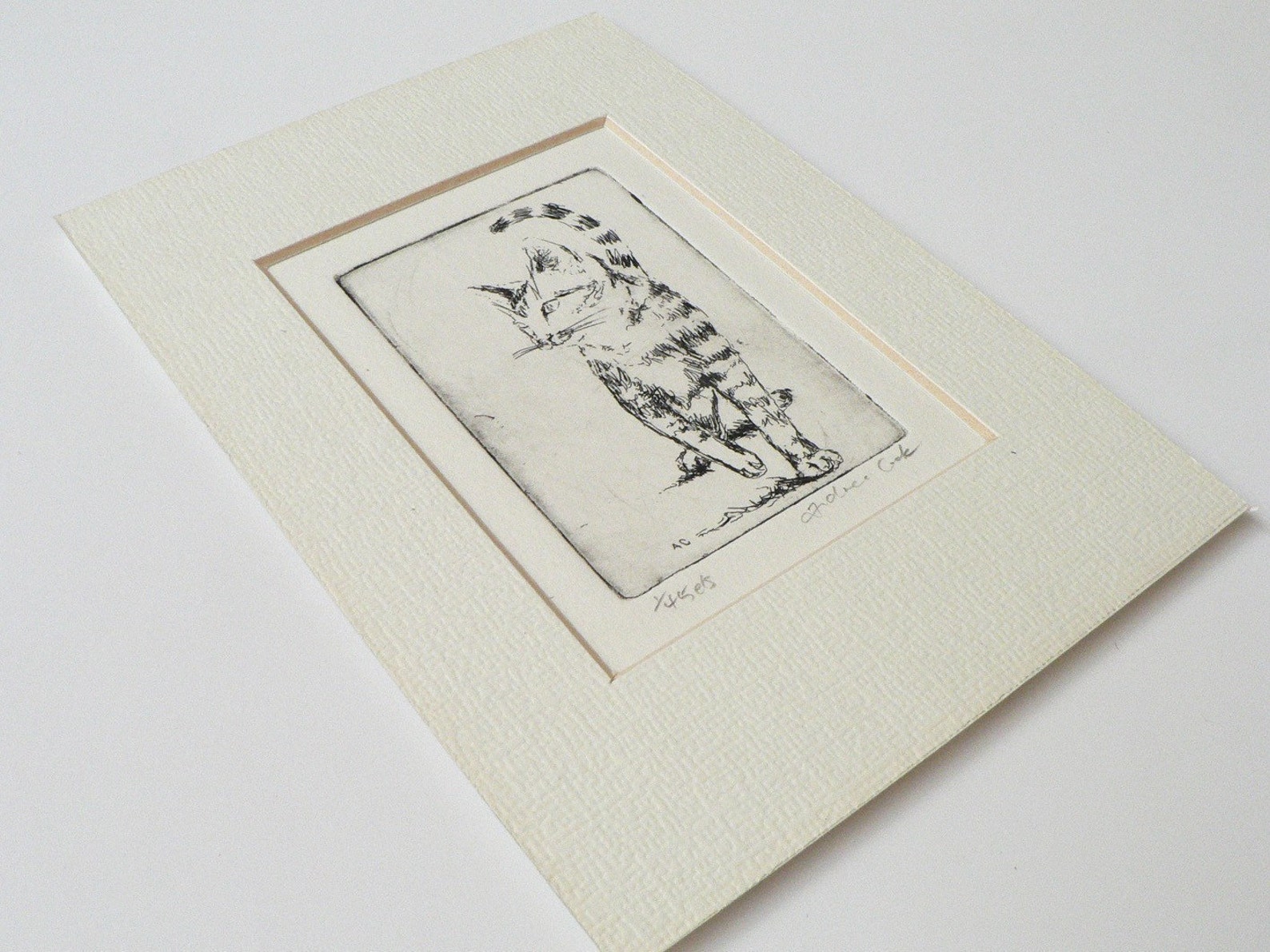 Original Etching of a Cat Walking - Etsy