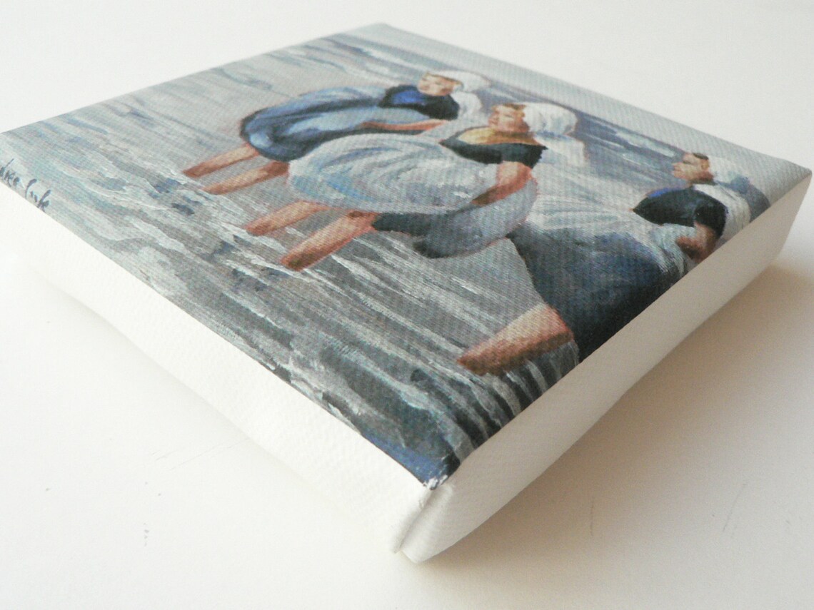 Girls Paddling in the Sea Mini Canvas Print - Etsy