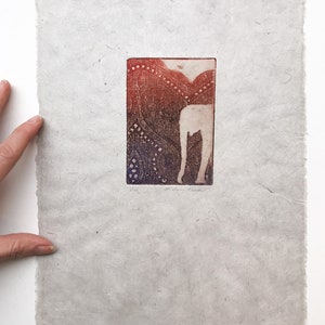 Original Colour Etching - Elephant, Special Edition Printed on Gray ...