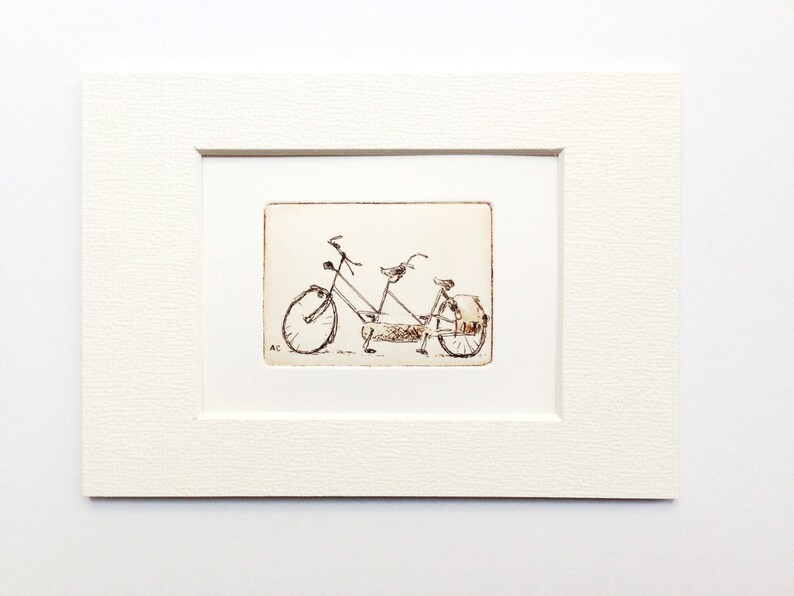 Tandem Bicycle Small Original Etching - Etsy