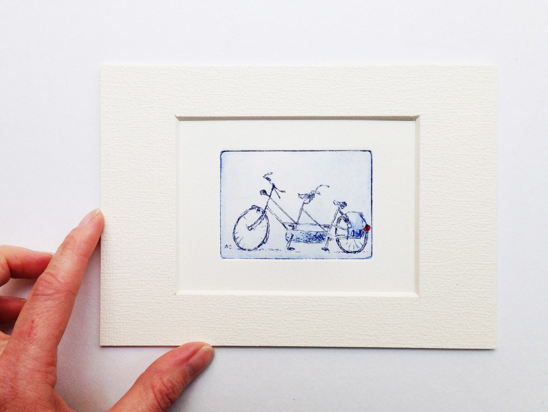 Tandem Bicycle, Small Original Etching - Etsy