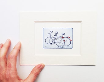 Tandem Bicycle, Small Original Etching - Etsy