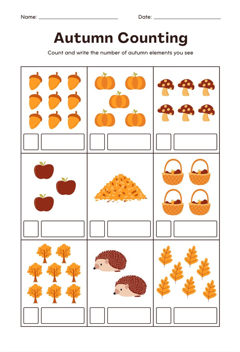 Fall Worksheets for School. - Etsy