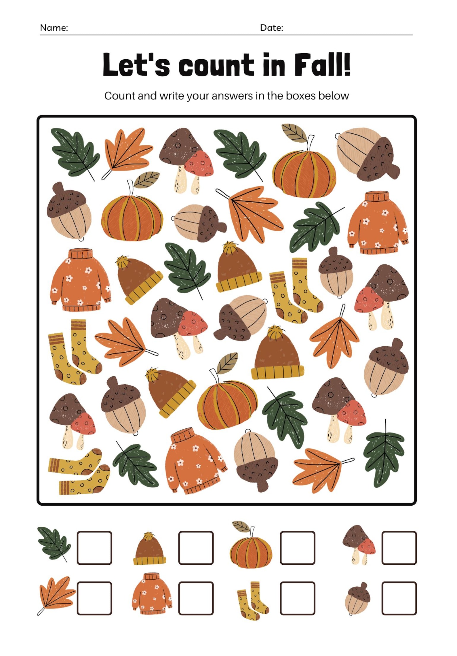 Fall Worksheets for School. - Etsy