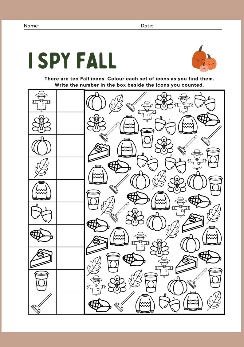 Fall Worksheets for School. - Etsy