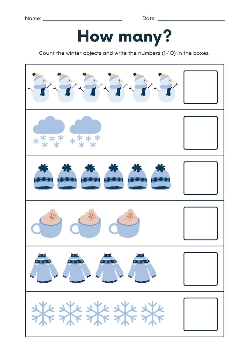 Winter School Worksheets - Etsy