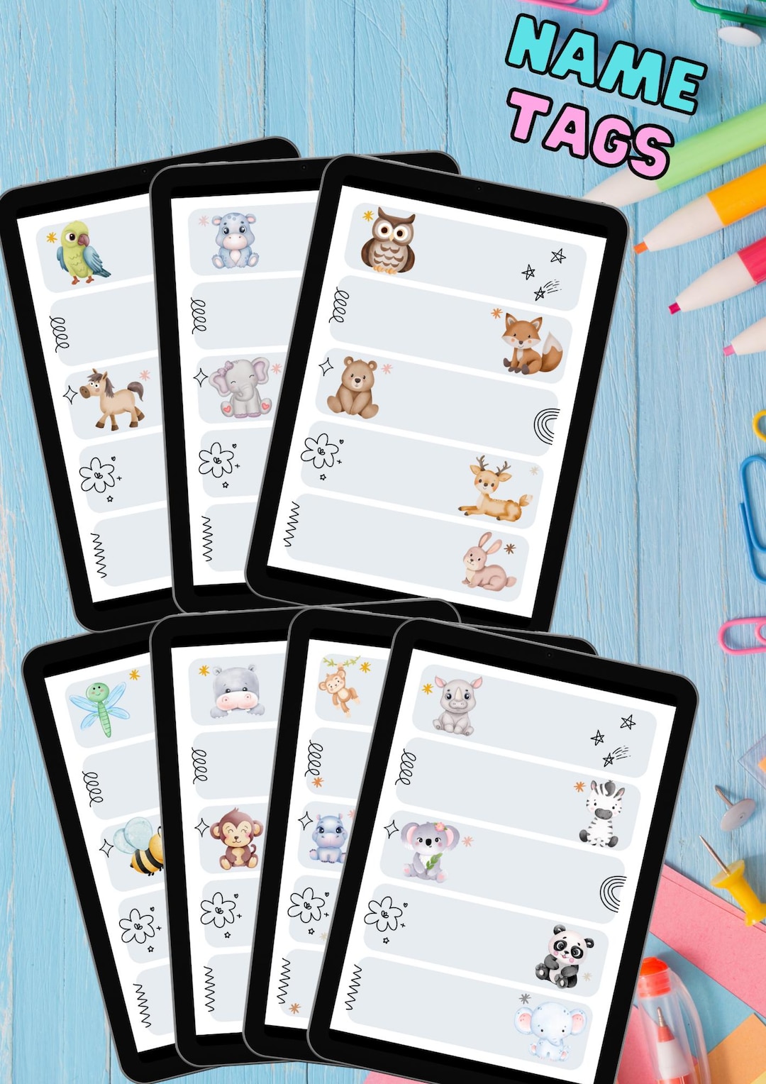 School Name Tag Template - Etsy