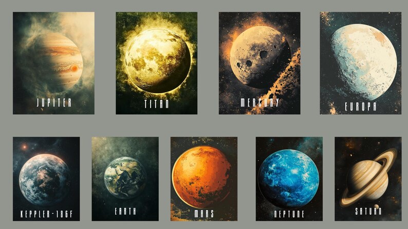 Vintage Mars Poster | Retro Space Art Print | Canvas Wall Decor for ...