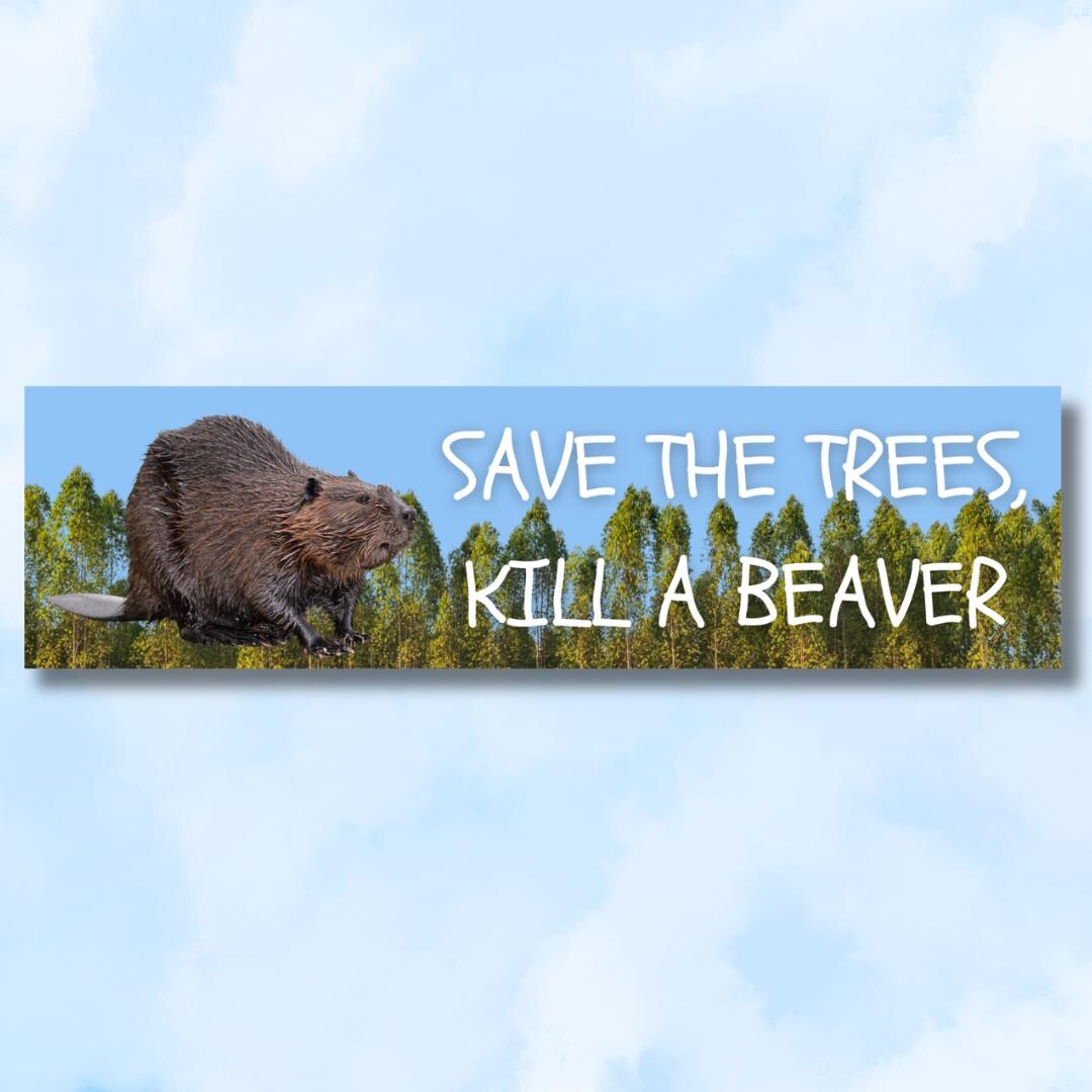 Save the Trees, Kill a Beaver Meme L Funny Bumper Sticker, Gifts, Decal ...