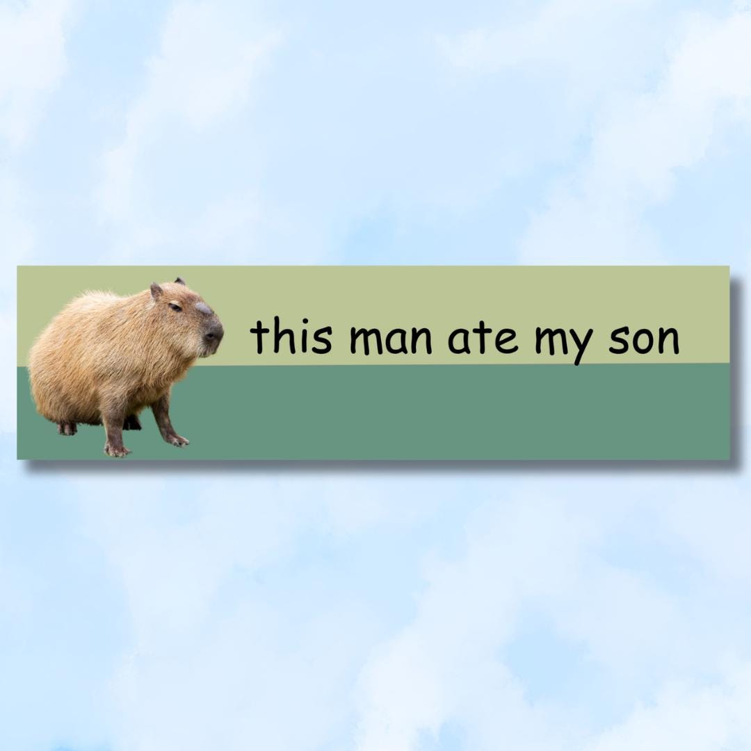 This Man Ate My Son Funny Capybara Meme L Funny Bumper Sticker, Gifts ...