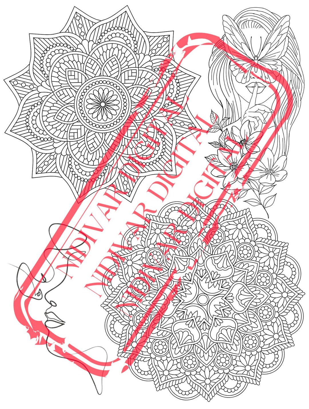 Mandala Line Art Stencil: Tattoo & Drawing Practice (digital Download ...