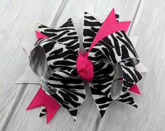 Hot Pink Zebra Bow | Etsy