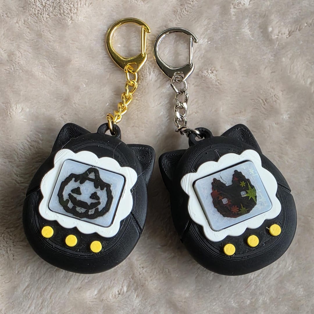 Black Cat Tamagotchi Fidget Clicker Halloween Schlüsselanhänger, Cute ...