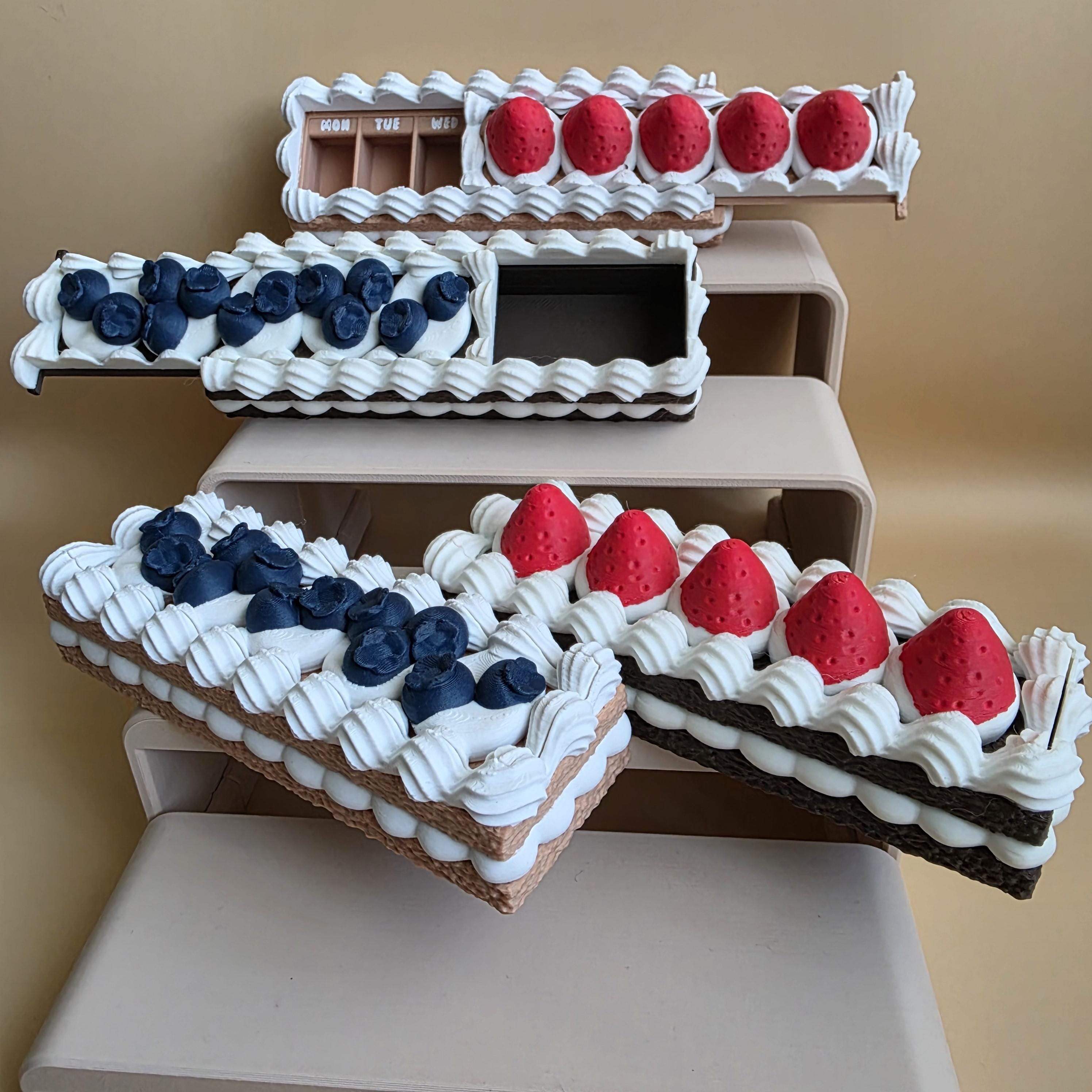 Pill Case Box, Pill Organizer, Dessert Cake Design, Strawberries ...