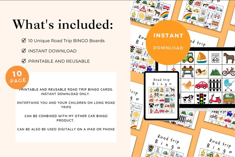 Road Trip Bingo - 10 Printable Bingo Cards for Kids, Fun Car Activity ...