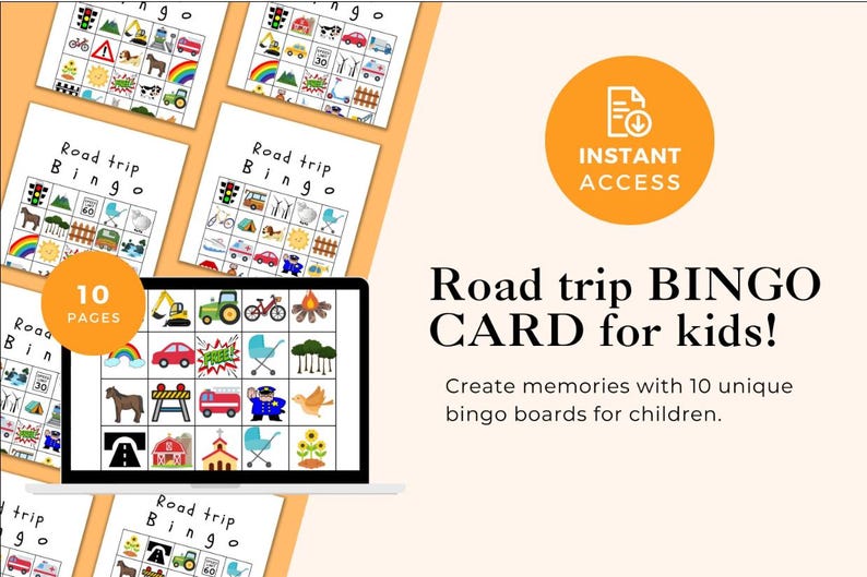 Road Trip Bingo - 10 Printable Bingo Cards for Kids, Fun Car Activity ...