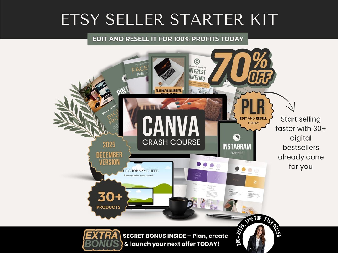 Etsy Seller Starter Kit With PLR, Complete Digital Business Bundle ...