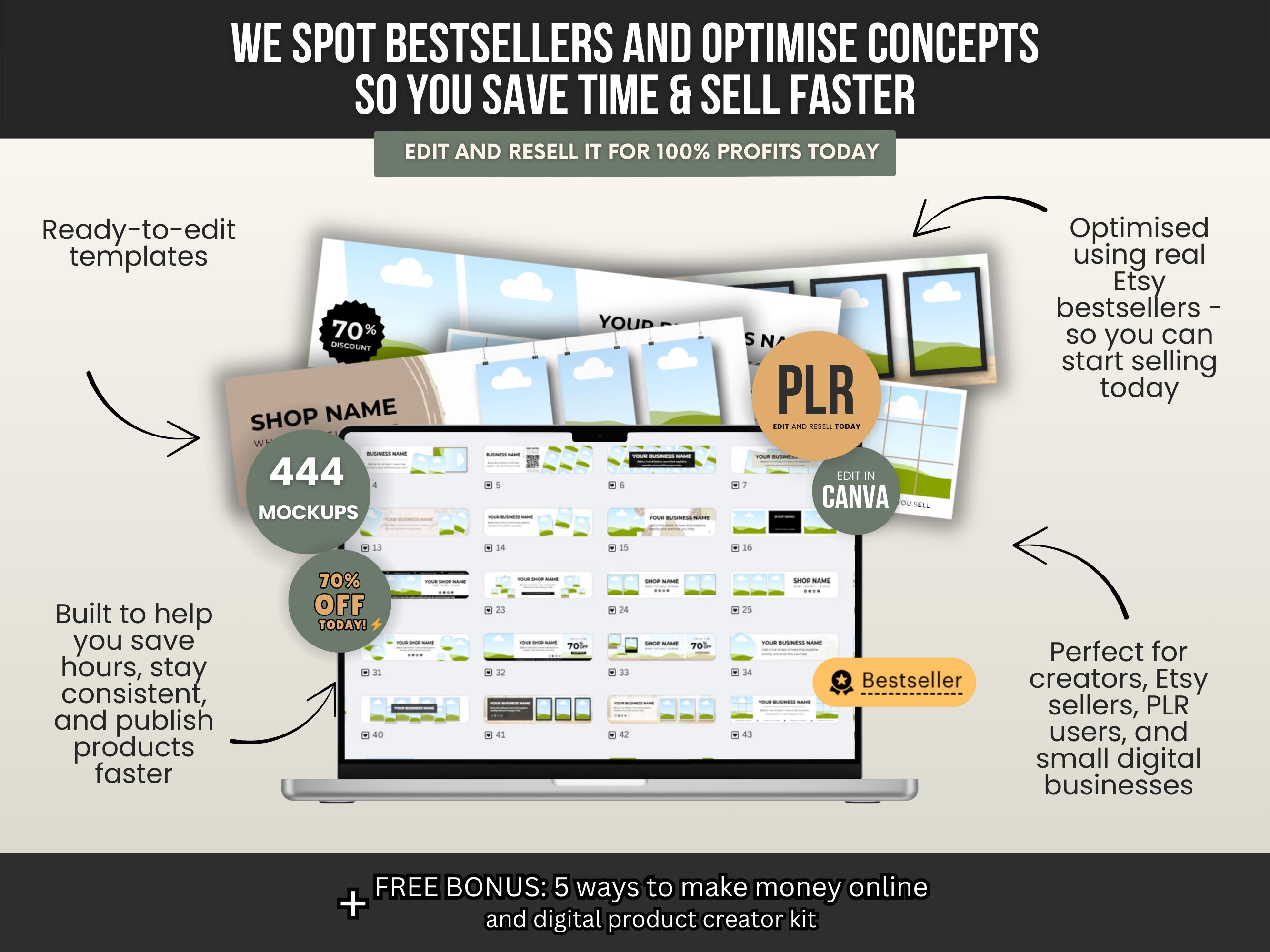 52 Editable Etsy Banner Templates for Digital Sellers, Minimalist Canva ...