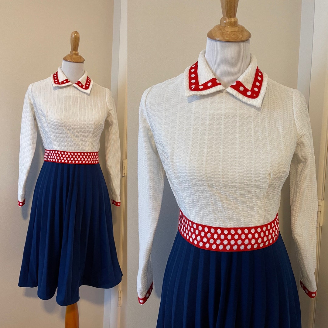 VTG Stewardess Secretary 60s Knit Dress Stewardess Kelly Ann Conway Red ...